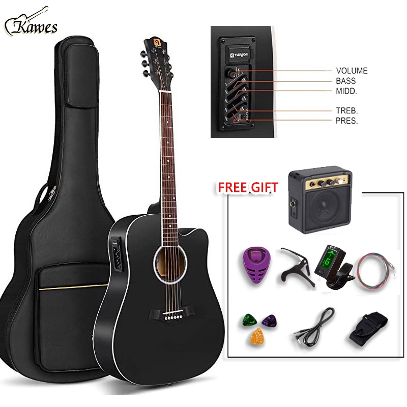 KAWES 41 inch Acoustic Electric Guitar With 4EQ Pickup with Truss Rod ...