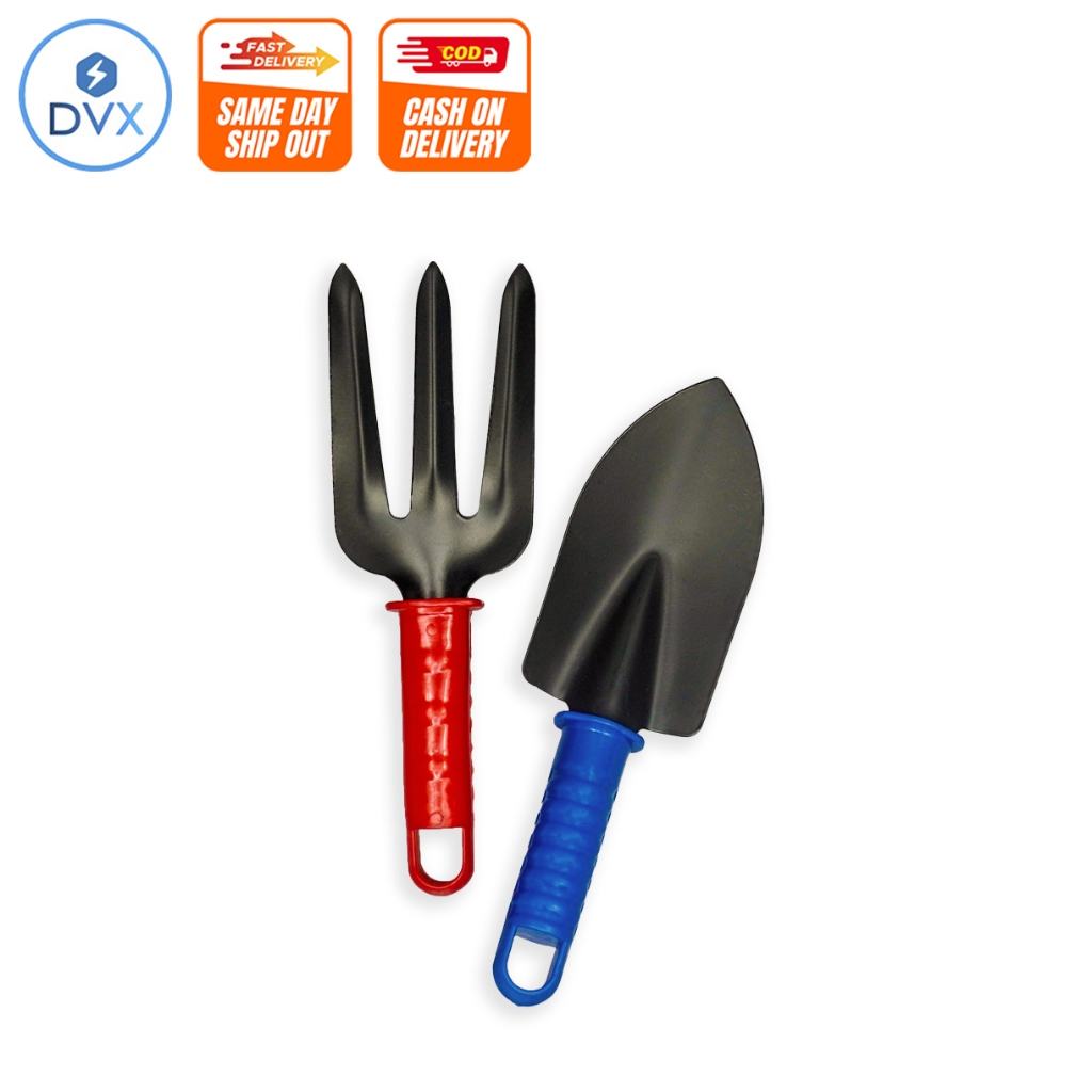COD DVX Metal Gardening Trowel Fork Colorful Plastic Handle Small ...