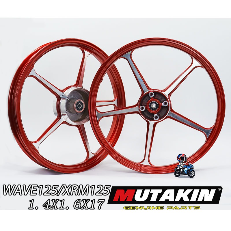 【Red】MUTAKIN MAGS For Honda Wave 125 XRM 125 Front Disc Rear Drum 1.4x1 ...
