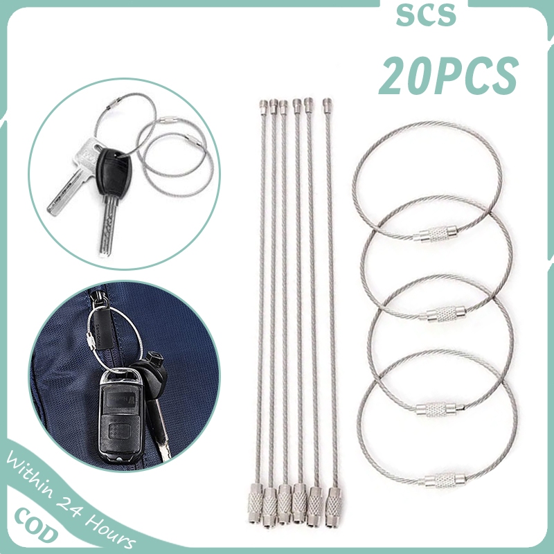 20pcs Wire Keychain Cable 2mm Stainless Steel Cable Key Ring for ...