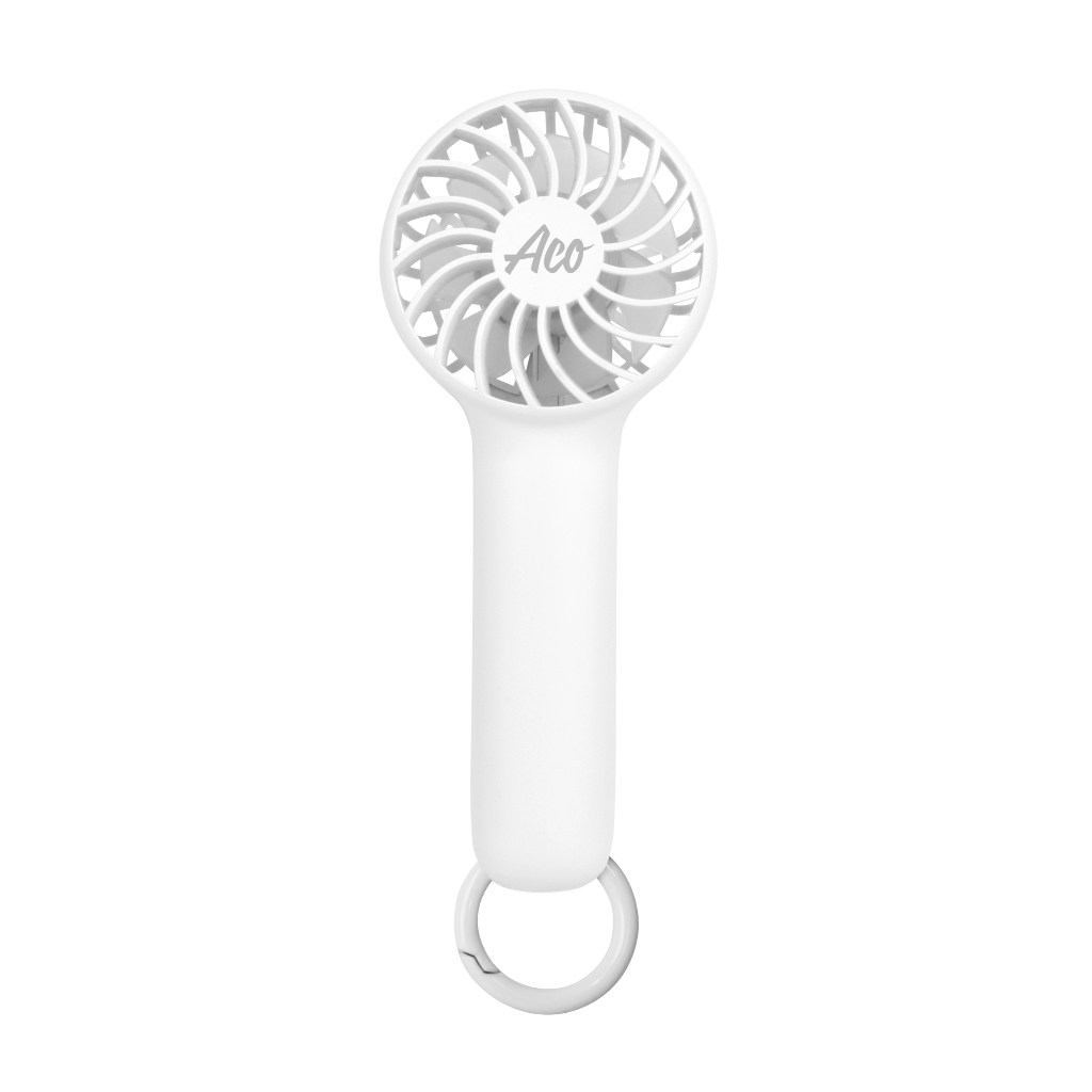 ACO Handheld Mini Fan with Carabiner White Portable ACOSHMFC157W ...