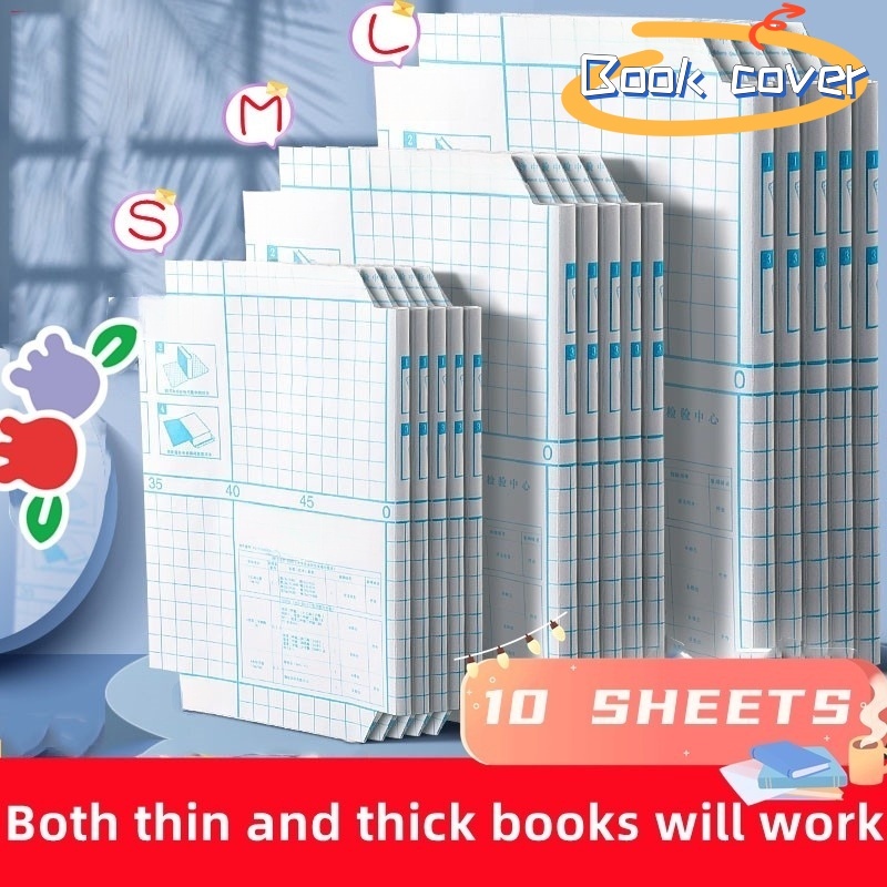 10 Sheets Transparent Self-adhesive Book Wrap Protective Cover S/M/L ...