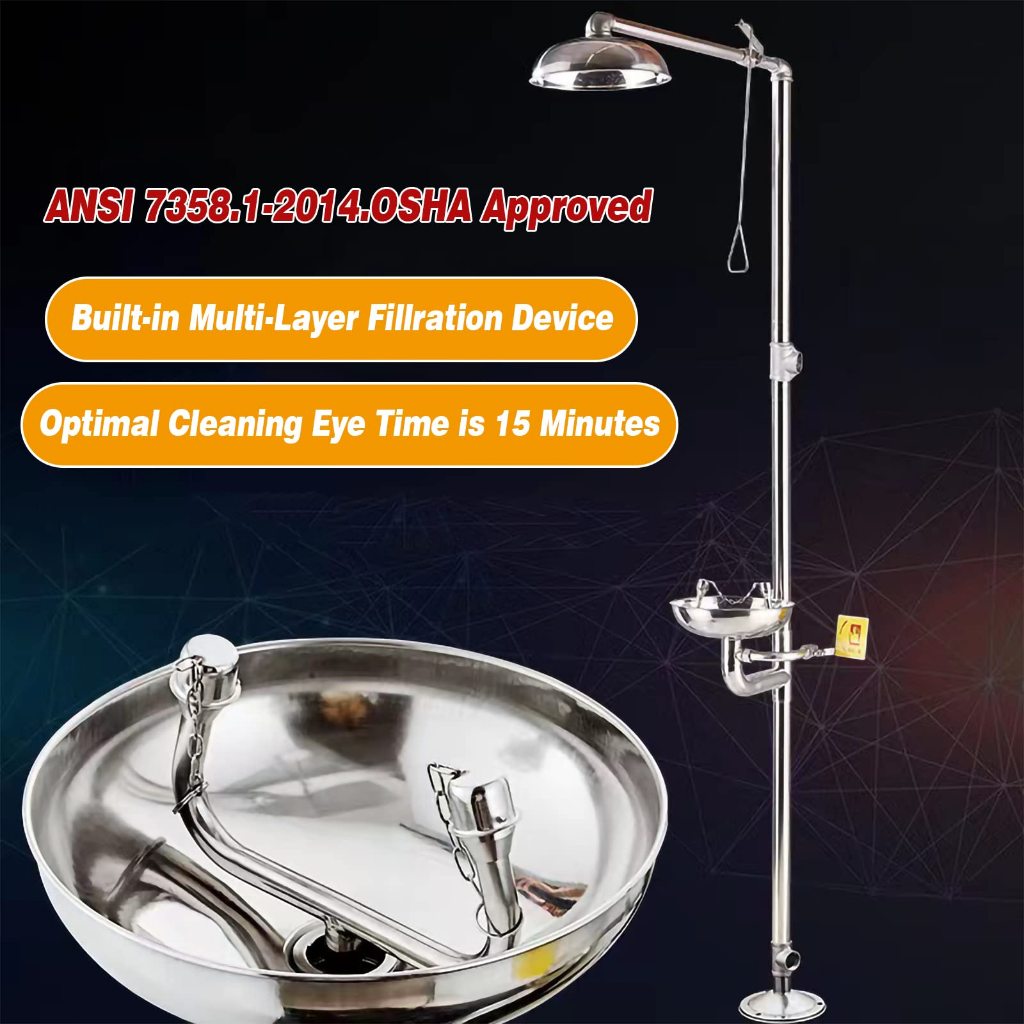 Emergency Shower Eyewash Stainless Steel Vertical Shower Eye Washing ...