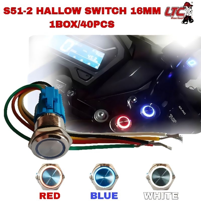 MOTORCYCLE HALO SWITCH PLAIN 16mm( RED/BLUE/ WHITE ) | Shopee Philippines