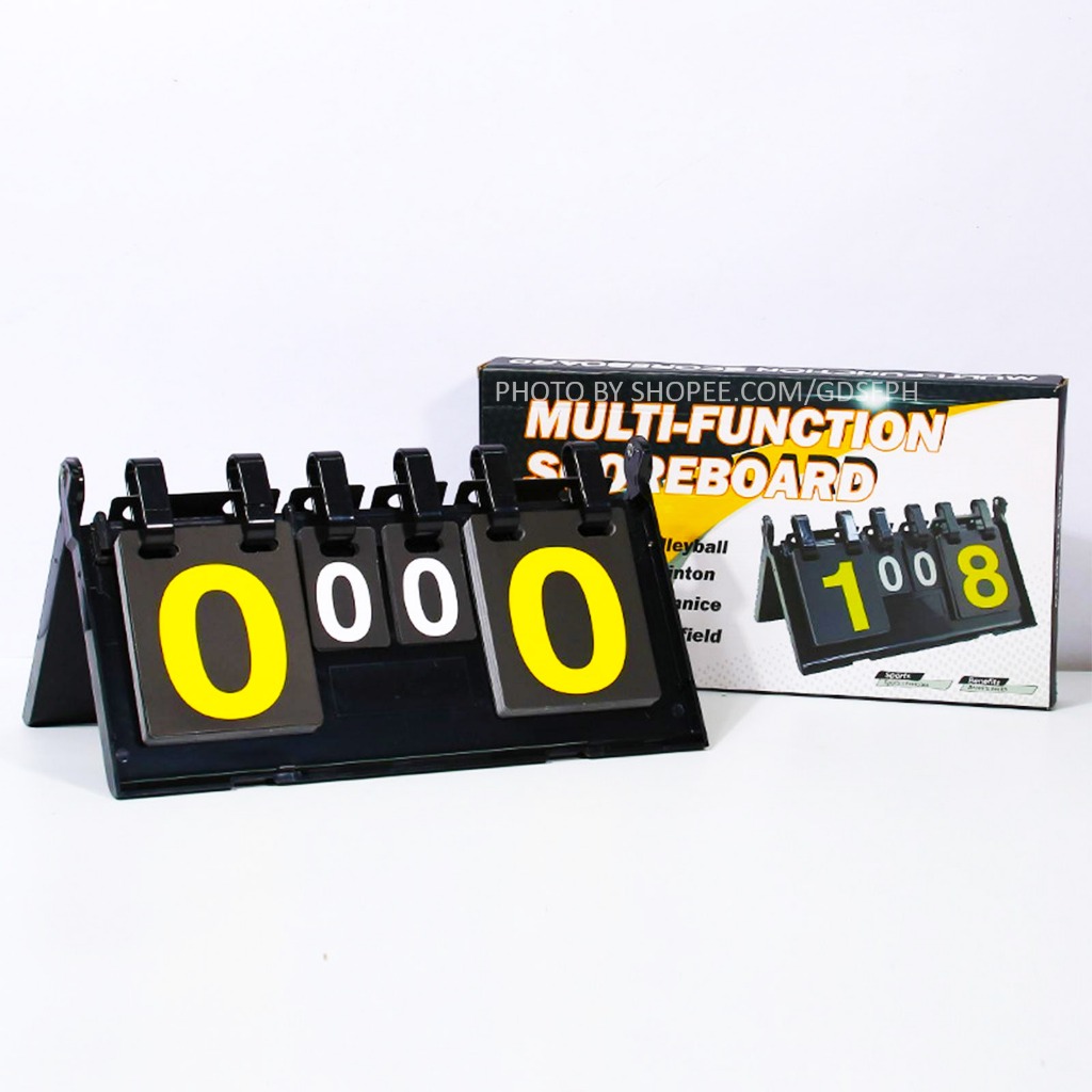 Badminton Scoreboard Multi-Function Elegante Black with Yellow & White Font Numbering gdS41207 ...