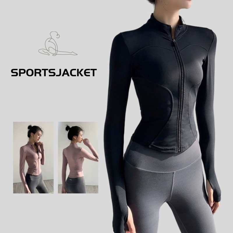 Sports Workout Jacket Long Sleeve Dri fit Yoga Top Running Slim fit ...