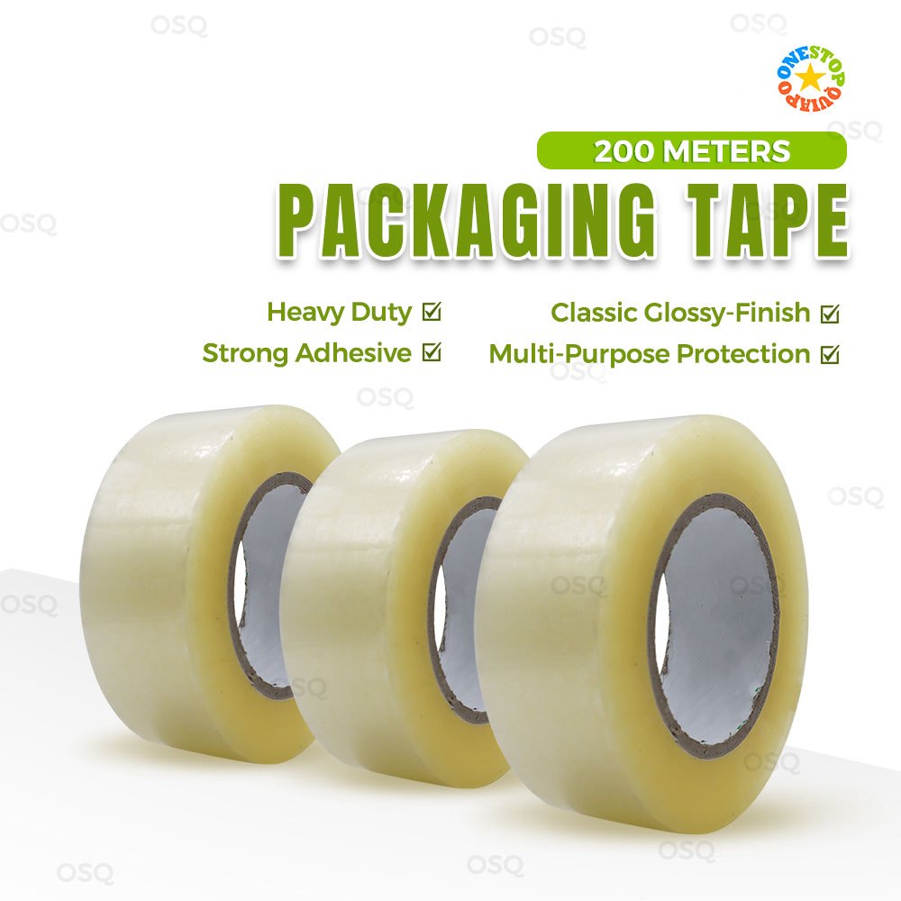 OSQ 100/200 Meters 4.5cm Width Scotch Tape Transparent Packaging Tape ...