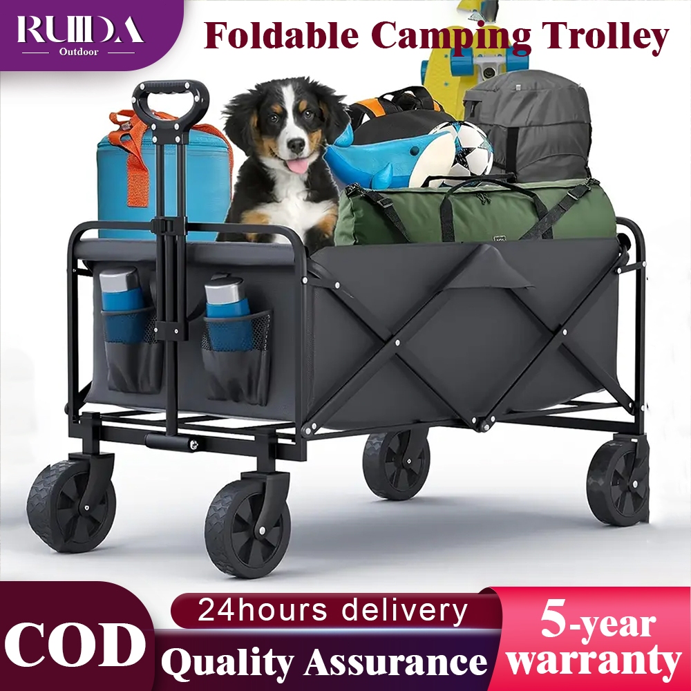 Outdoor Foldable Trolley ,Big Wheel,Camping trolley,with Storage Basket ...