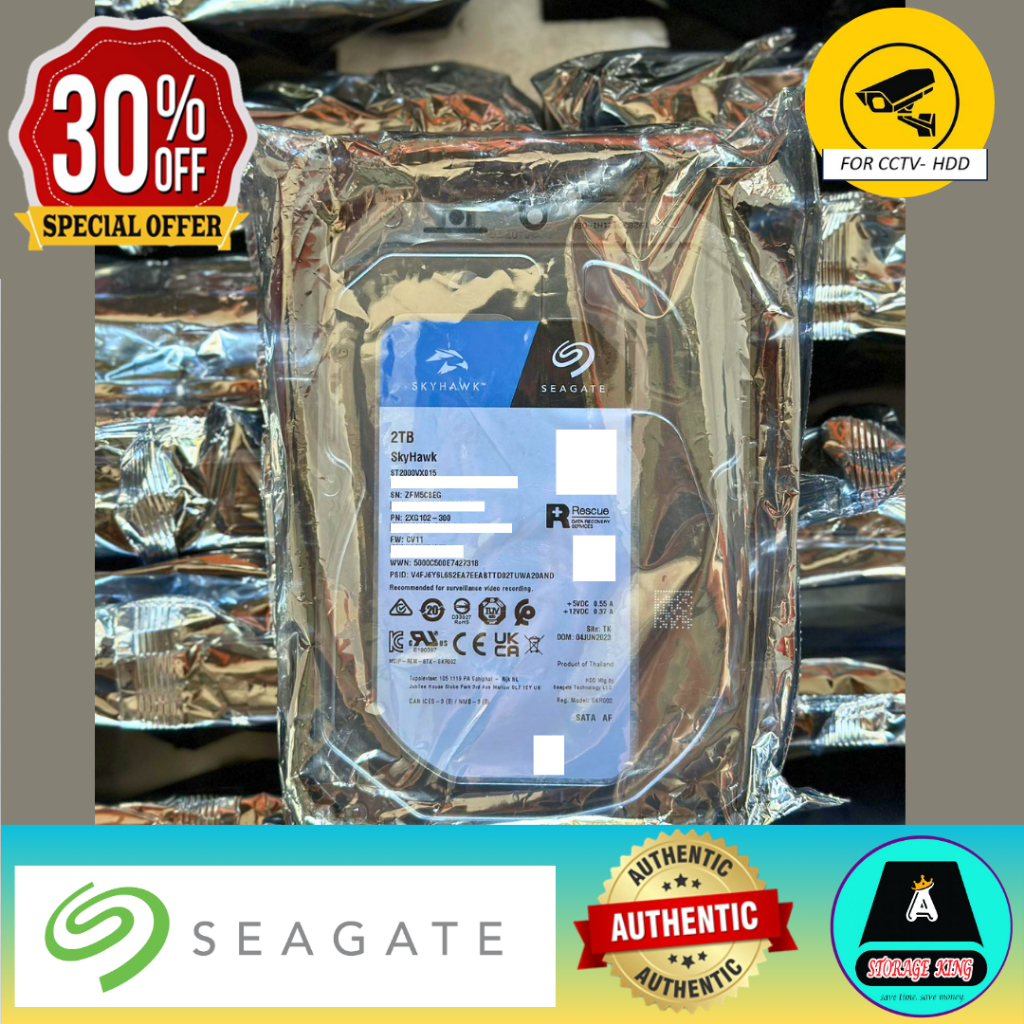 Seagate Skyhawk 2TB CCTV Surveillance Hard Disk Drive (for CCTV) SATA 3 ...