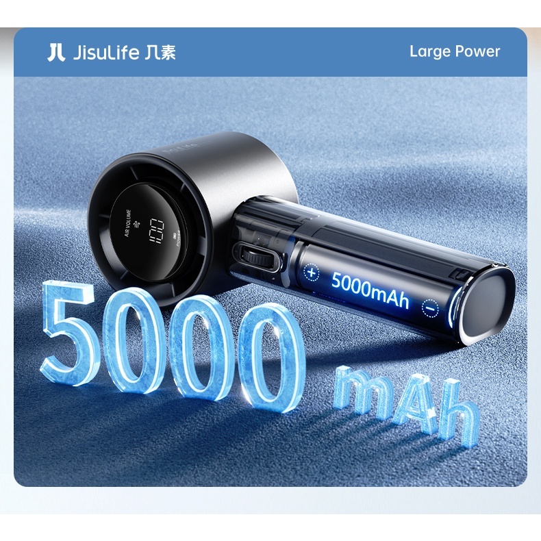 JISULIFE Handheld Fan Ultra1 Turbo Fan 5000 mAh Battery Rechargeable ...