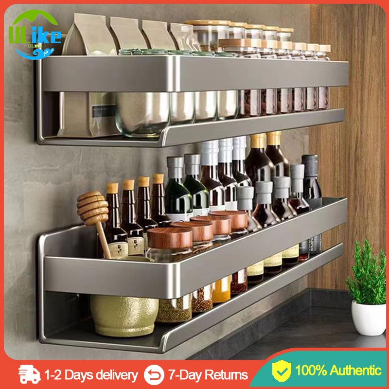 Wall Mounted Condiments Organizer Utensils Spice Rack Holder Kitchen ...