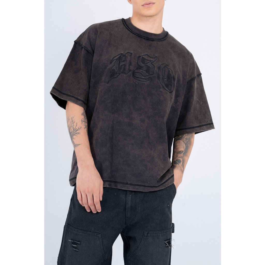 ARCH LOGO HEAVY BOX TEE IN WASHED BLACK | Shopee Philippines