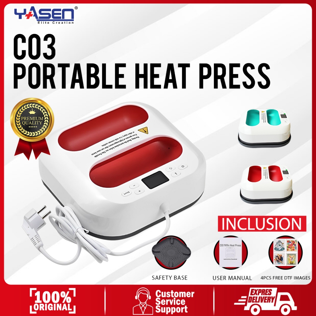 Portable Heat Press Machine C03 (9" x 9") Fast Heating | Hand-held Heat ...