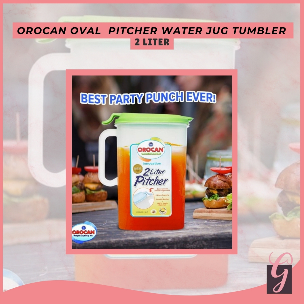 G&G | OROCAN OVAL 2 LITER PITCHER WATER JUG TUMBLER PLASTIC PITCHEL ...