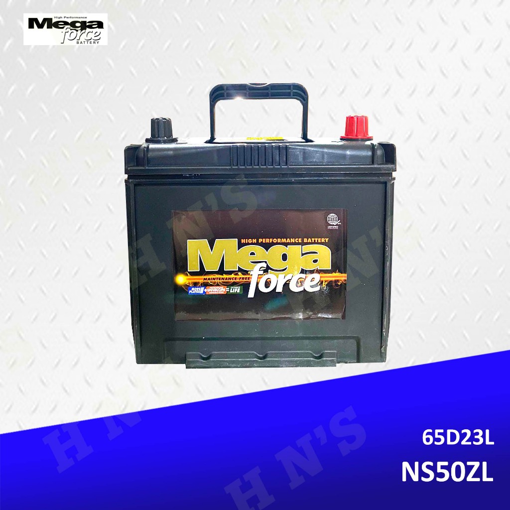Mega Force NS50ZL ( 65D23L ) Maintenance Free Car Battery with 18 ...