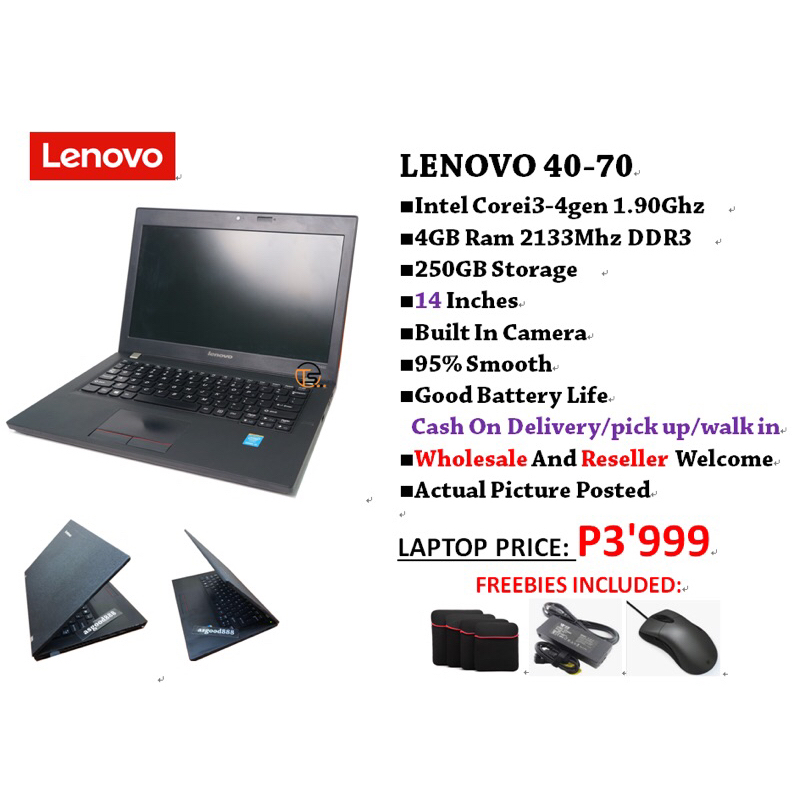 lenovo laptop i3 i5 laptop 4th gen 5th gen k2450/ k20 e4070 e40−80 e450 ssd cam good online ...