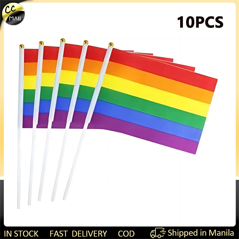 NEW 14x21cm LGBT Rainbow Pride Flag 6 Stripes Vivid Color UV Fade ...