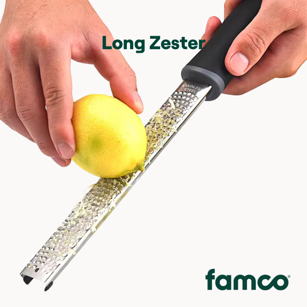 Famco Long Zester, Stainless Steel Blade, Soft Non-Slip Handle, Fine ...