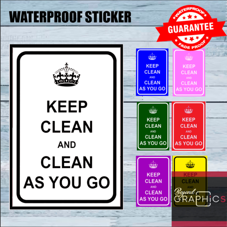 BG Clean As You Go Sign Laminated PVC Sticker Metal Sheet (8 x 10 ...