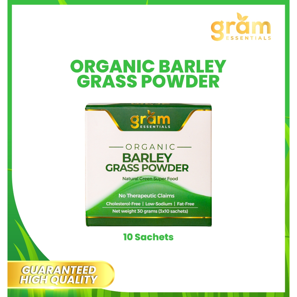 GRAM Essentials Organic Barley Grass Powder Pure Original (Box 3g x 10sachets) | Shopee Philippines