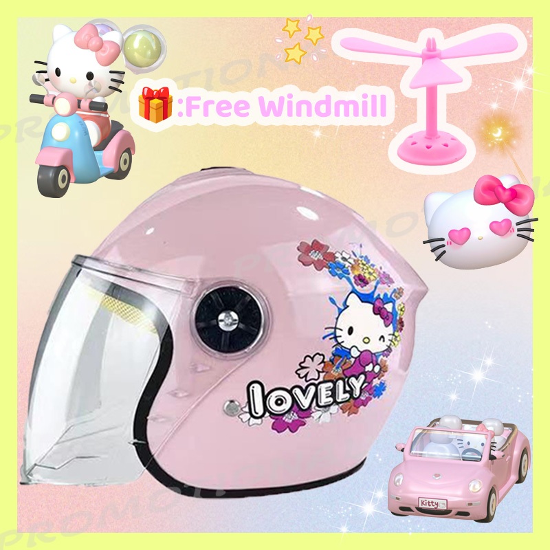 Hello Kitty Design 4-18Y Cartoon Half Face Helmet Motorcycle For Kids ...
