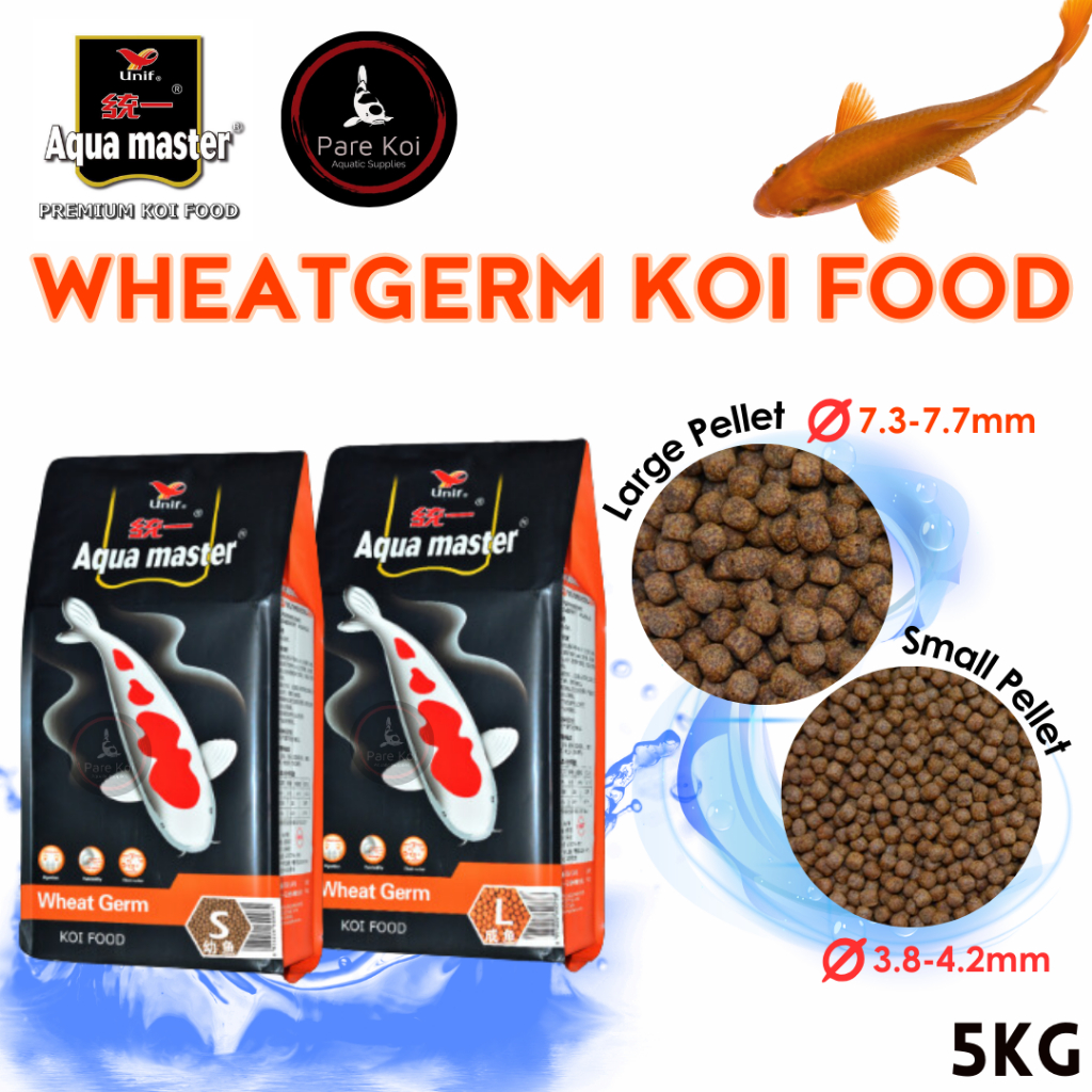 Aquamaster Wheatgerm / Wheat Germ Koi Food 5kg Small and Large Pellets ...