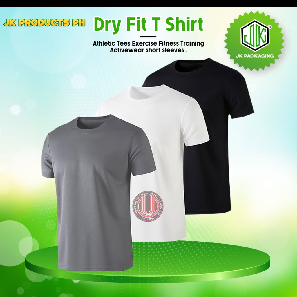 Drifit t-shirt Unisex ( BLACK ) Classic Crewneck Polyester & Spandex ...