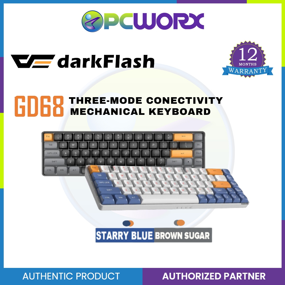 Darkflash GD68 THREE-MODE CONECTIVITY MECHANICAL KEYBOARD USB Type-C ...