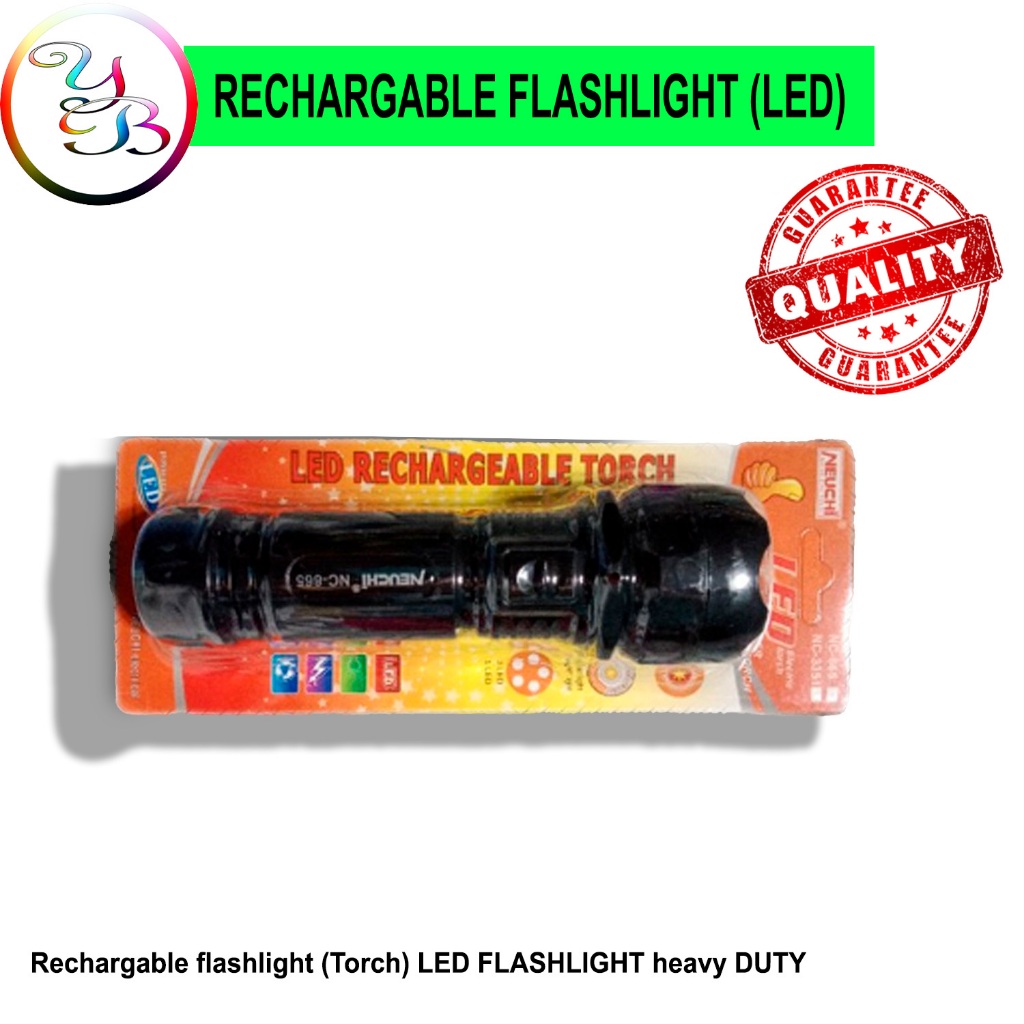 Rechargable flashlight (LED) Heavy DUTY equipment | Shopee Philippines