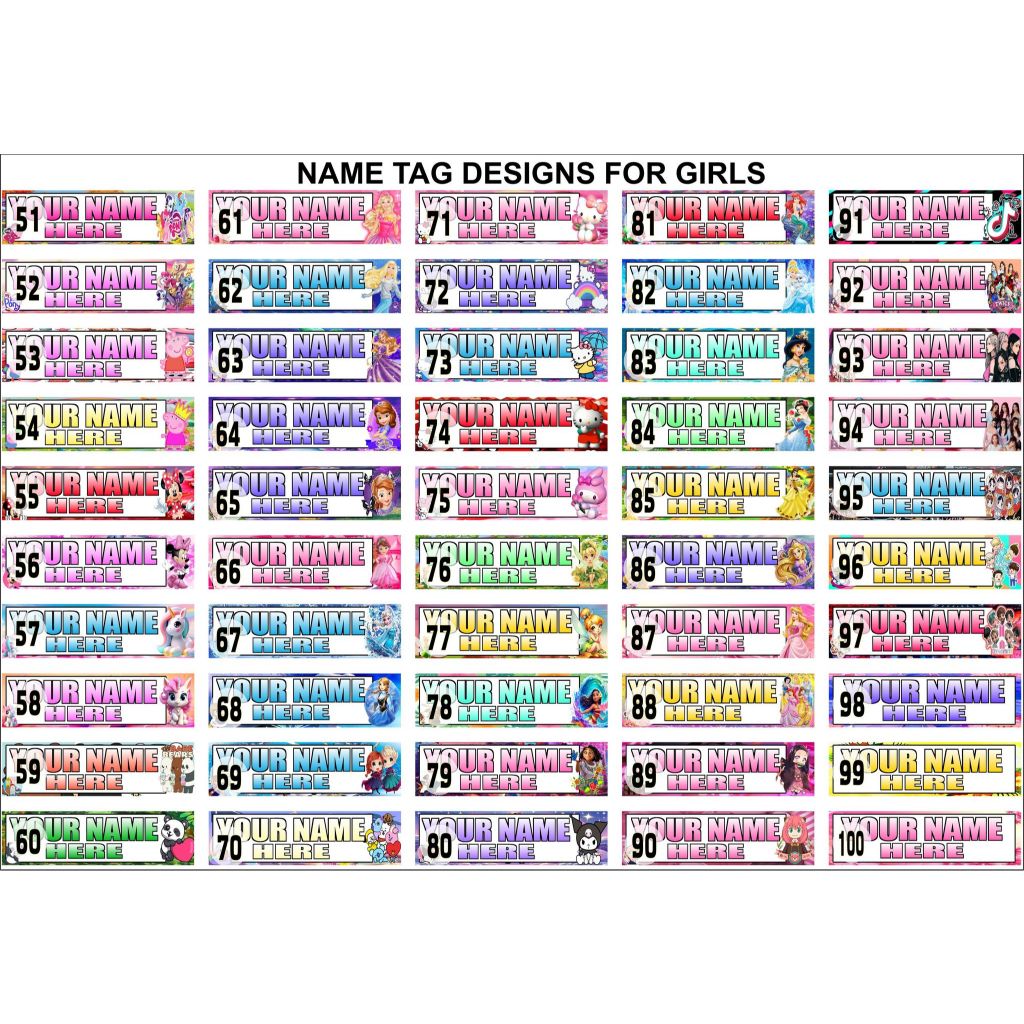 Girls Name Tag PVC Hard Type with Character Design with Free ID Lace ...