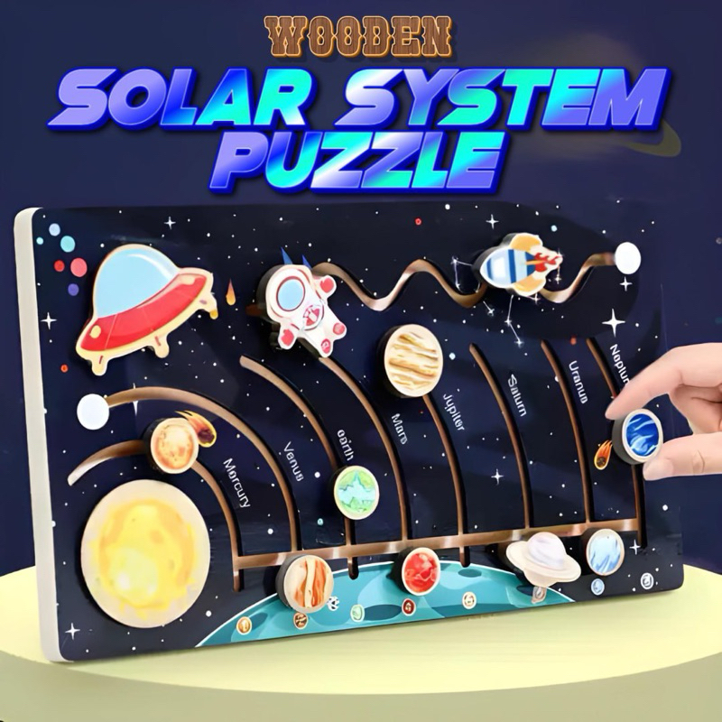 Wooden Solar System Puzzle Wooden Toys Maze Orbit Planets Educational ...