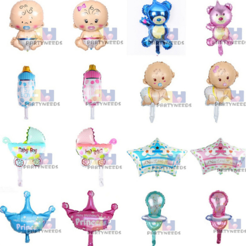 6Pcs Mini Foil Balloon Baby Shower Boys Girls Christening Decoration ...