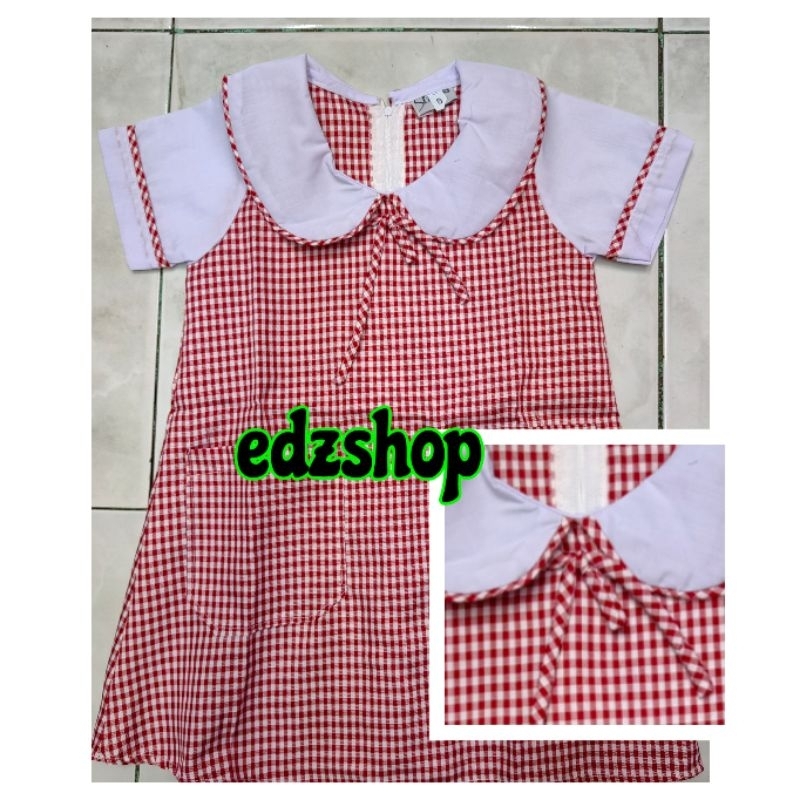 dress kinder chekerd red.school uniform | Shopee Philippines