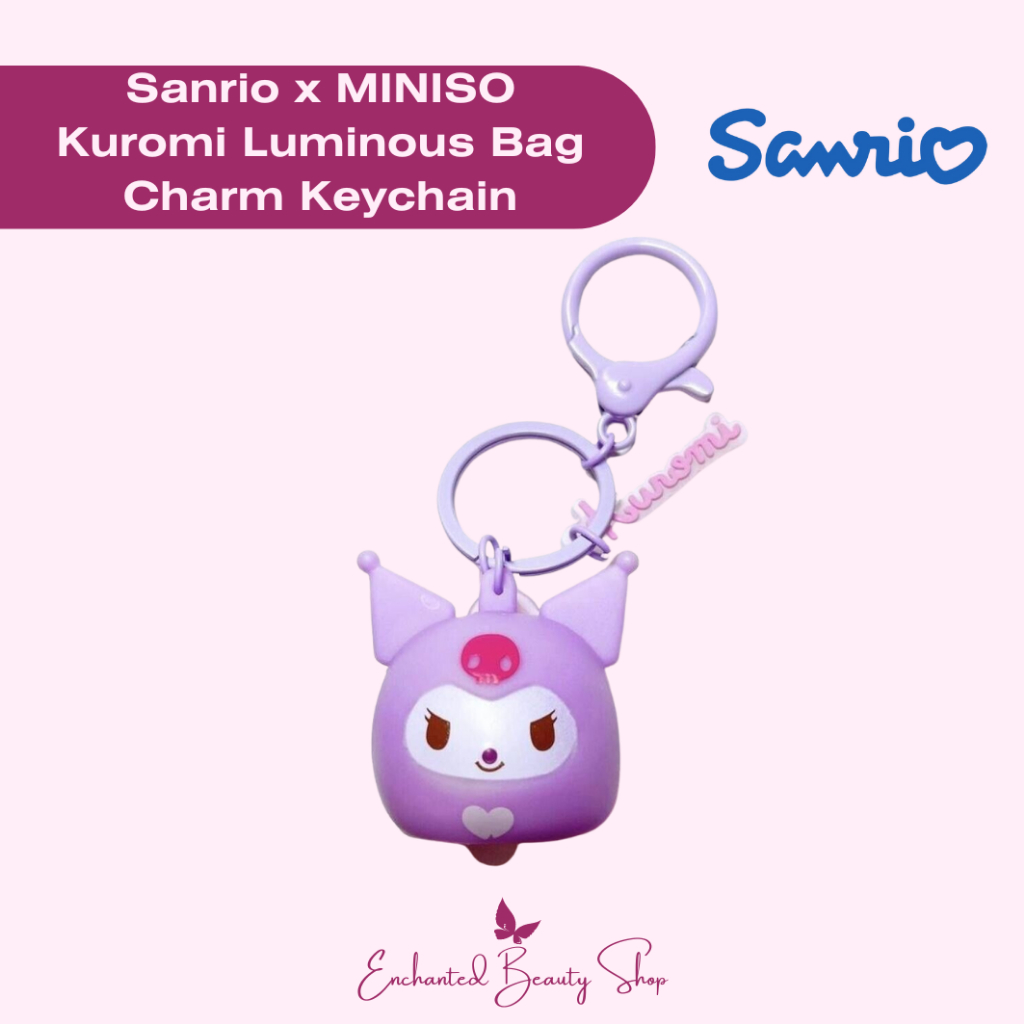 Sanrio x MINISO Kuromi Luminous Daruma Bag Charm Keychain LED Light-up ...