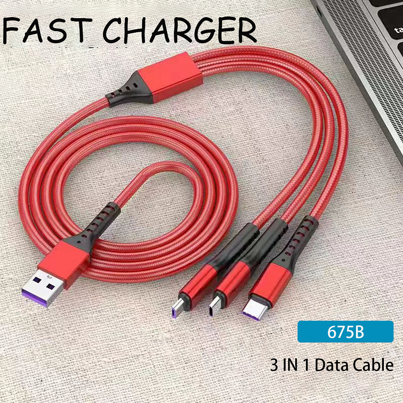 BISEN 675B 3in1 2.4A Quick Strong Quality Nylon Braided Cable Wire for ...