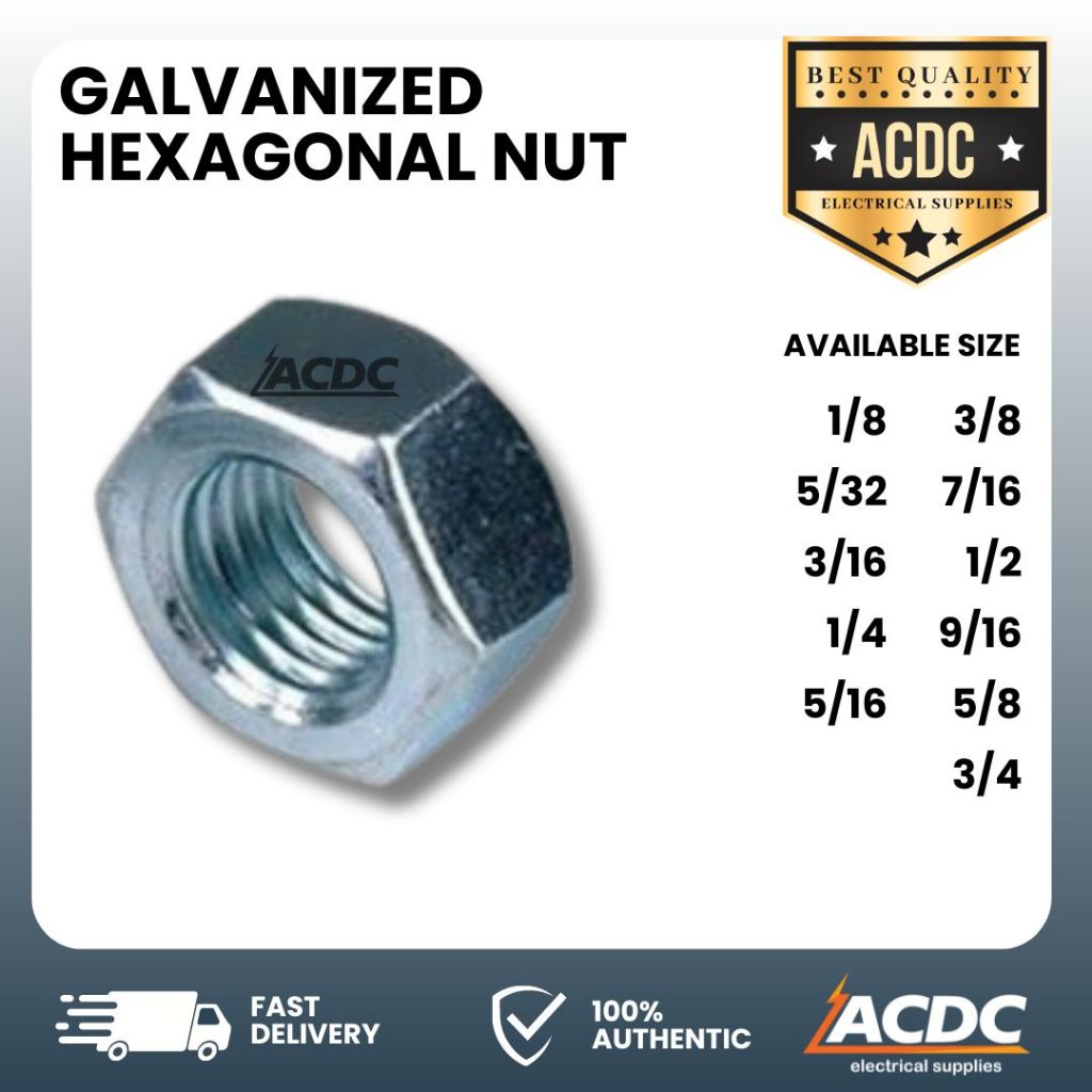 Galvanized Hex Nut Ordinary Hexagonal GI Nut 10/50/100pcs | Shopee ...