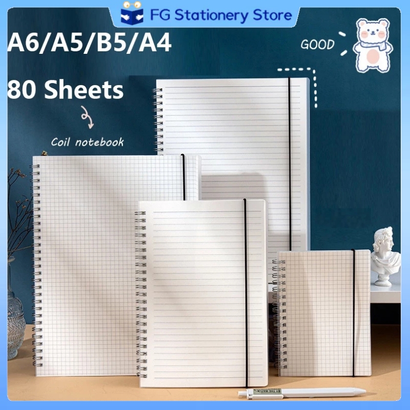 Spiral Coil Notebook A4/A5/B5 Muji Notebook High Quality 80 Sheets line/grid Notebook | Shopee ...