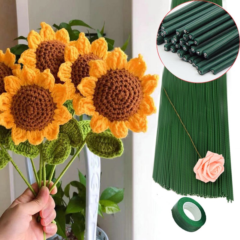 50pcs Flower Stems Made Of 2mm Green Iron Wire Flower Stems Handcrafted ...