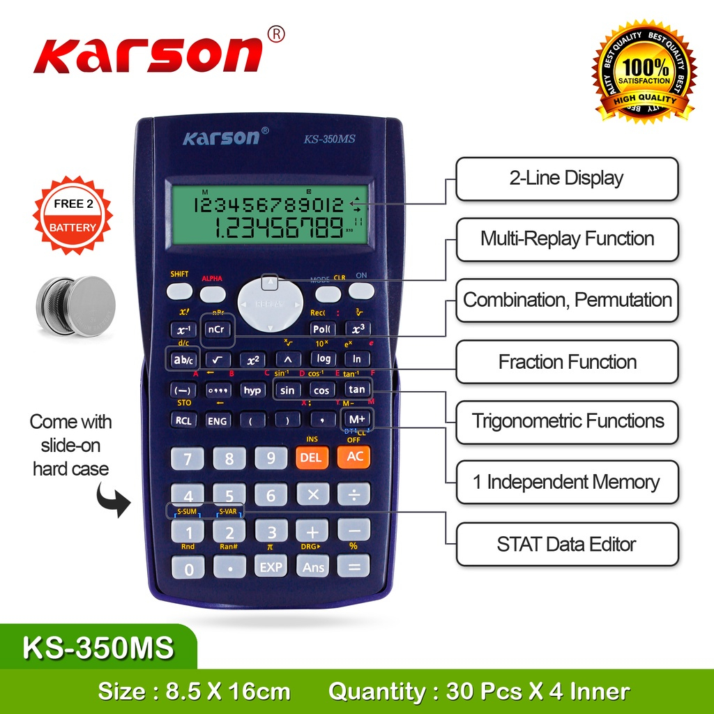 Karson Scientific Calculator 240 Functions Graphic Original with Fraction Big Size 12 Digit Shopee Philippines