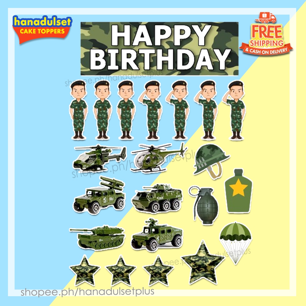 Army Cake Topper Happy Birthday Soldier Cake Topper ctplus ♥ | Shopee ...