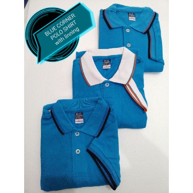Blue corner Polo shirt with linning | Shopee Philippines