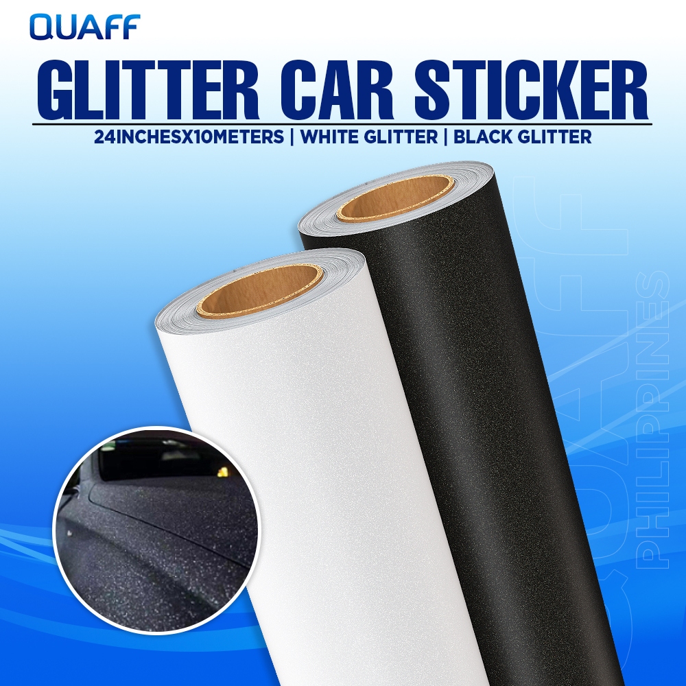 Quaff Car Sticker Black and White Glittered Self-Adhesive Car Wrap ...