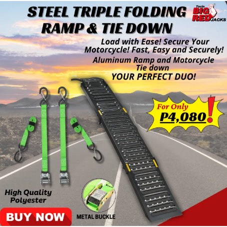 Big Red Steel Loading Ramp with Handlebar Tie Down | Shopee Philippines