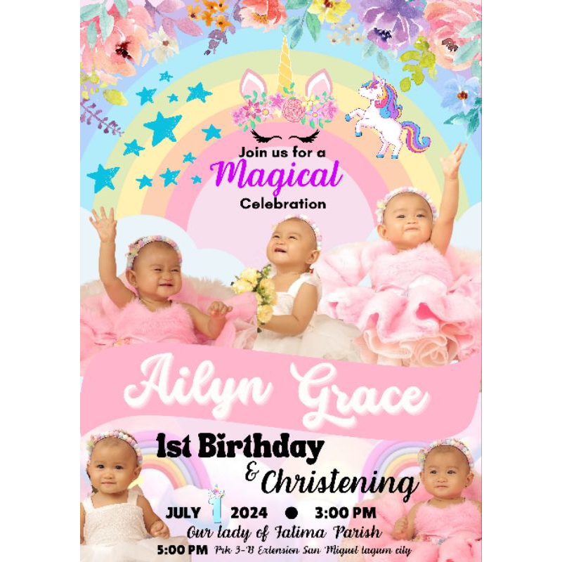 4R Unicorn Invitation Card FREE LAYOUT | Shopee Philippines