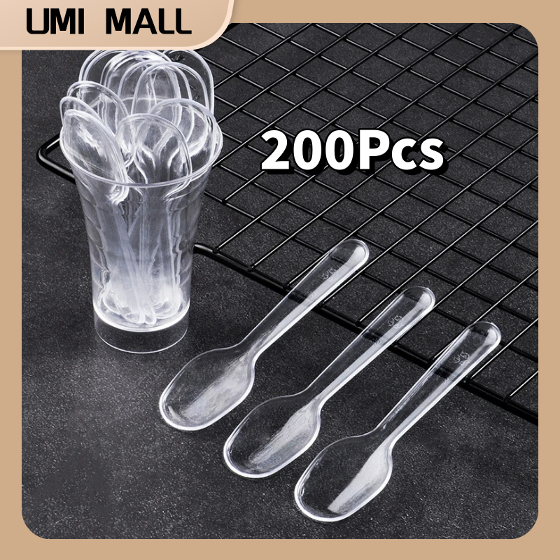 Plastic Spoon 200Pcs Mini Clear Spoons Disposable Flatware For Jelly ...