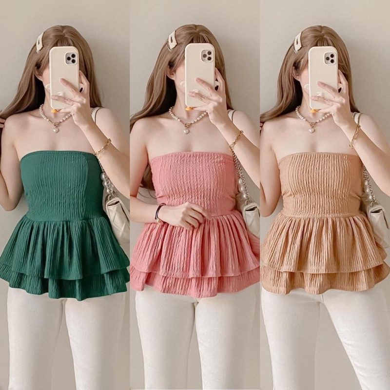 Jessie tube ruffles elegant casual tube trendy top (small to large ...
