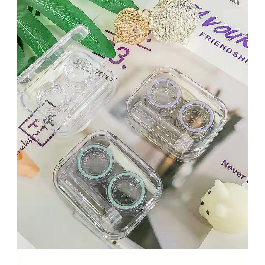 UN Contact Lens Case Transparent No Screw Cap Cute Portable Convenient ...