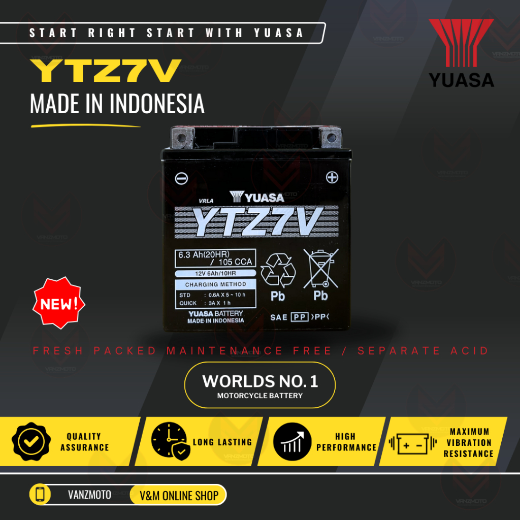 Yuasa YTZ7V Motorcycle Battery (INDONESIA) best for Yamaha Nmax v1 ...