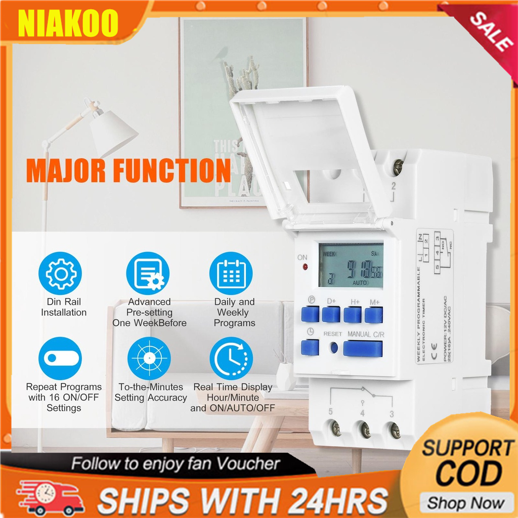 Din Rail 2 Wire Linggo 7 Days Programable Digital TIME SWITCH Relay ...