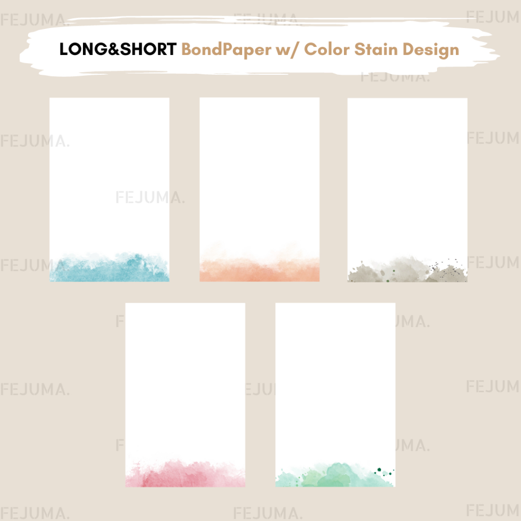 LONG & SHORT BondPaper w/ Color Stain Design | 25 pages & 50 pages ...
